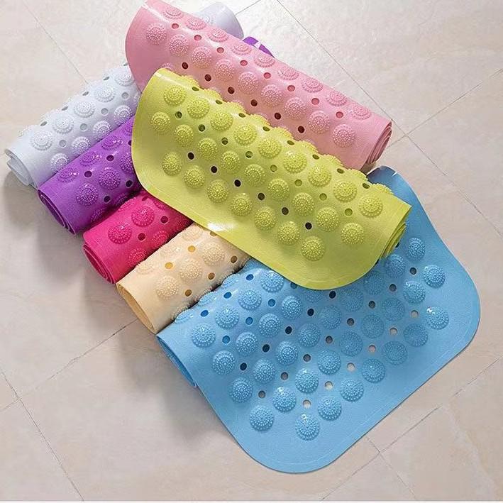 PVC Shower Mat Anti-slip Bathtub Mats with Drain Holes Suction Cup ...