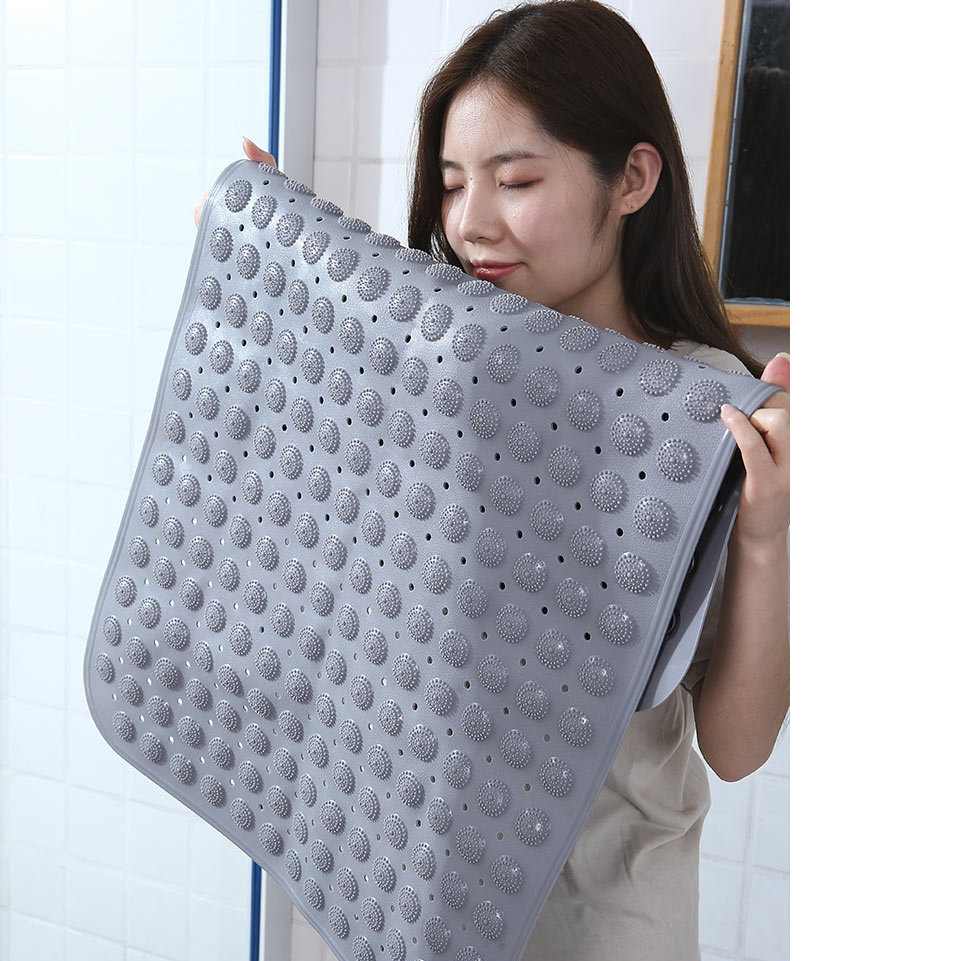 PVC Shower Mat Anti-slip Bathtub Mats with Drain Holes Suction Cup ...