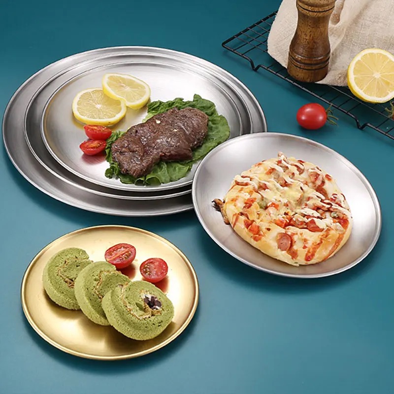 European Style Dinner Plates Gold Dining Plate Serving Dishes Round ...