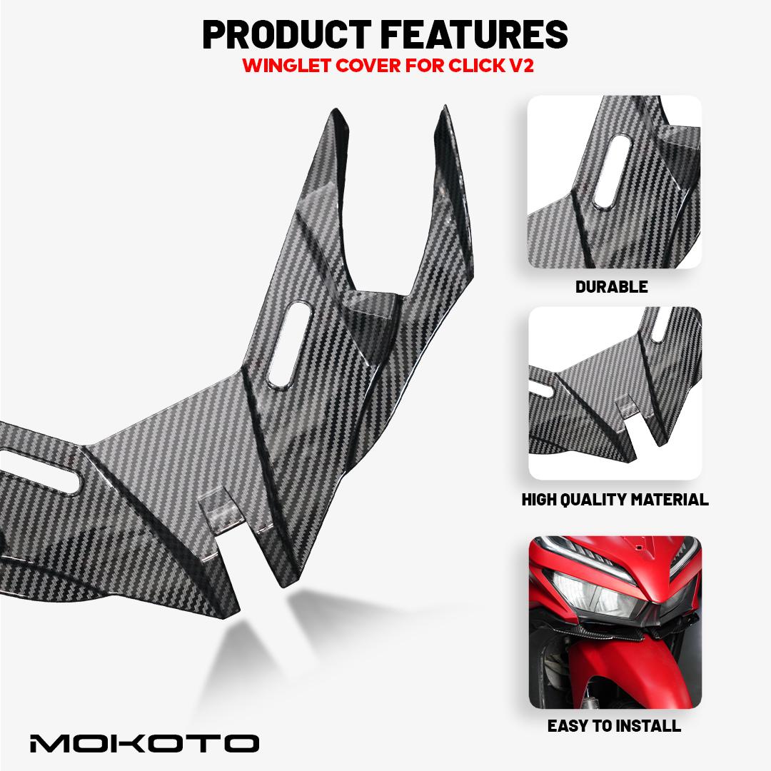 CLICK V2 AERODYNAMIC FRONT WINGLET COVER Z-9857 HYDRO DIP CARBON LOWER ...