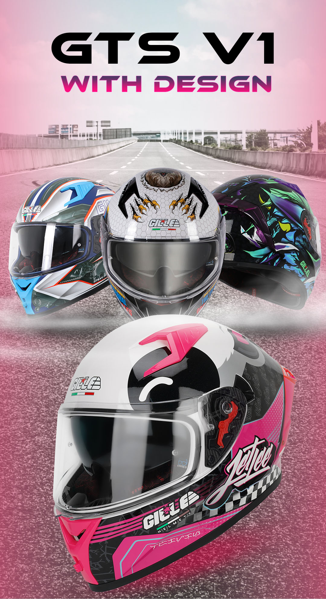 Gille Helmet 135 GTS V1 META Motorcycle Helmet Full Face Dual Visor ...