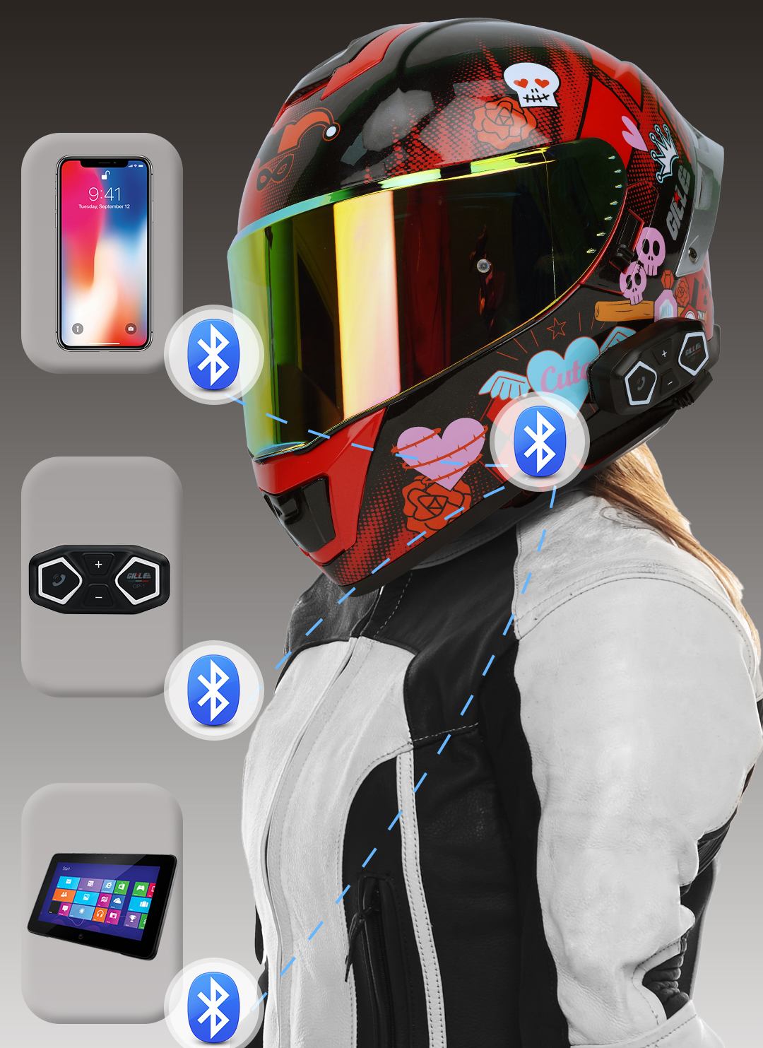 Gille Gp1 Motorcycle Helmet Bluetooth Headset Shopee Philippines