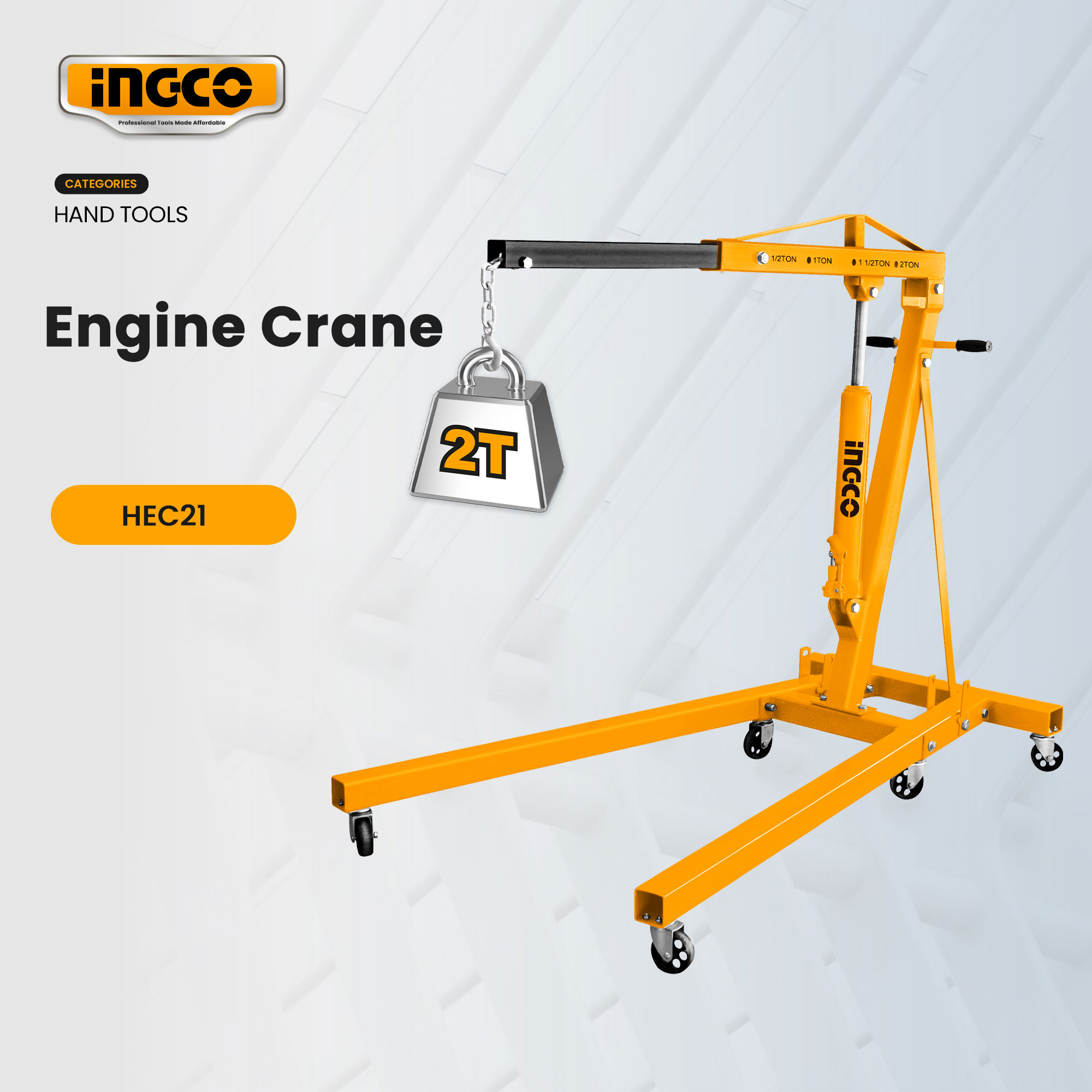 Ingco Foldable Hydraulic Engine Crane Automotive Hoist Garage Vehicle ...