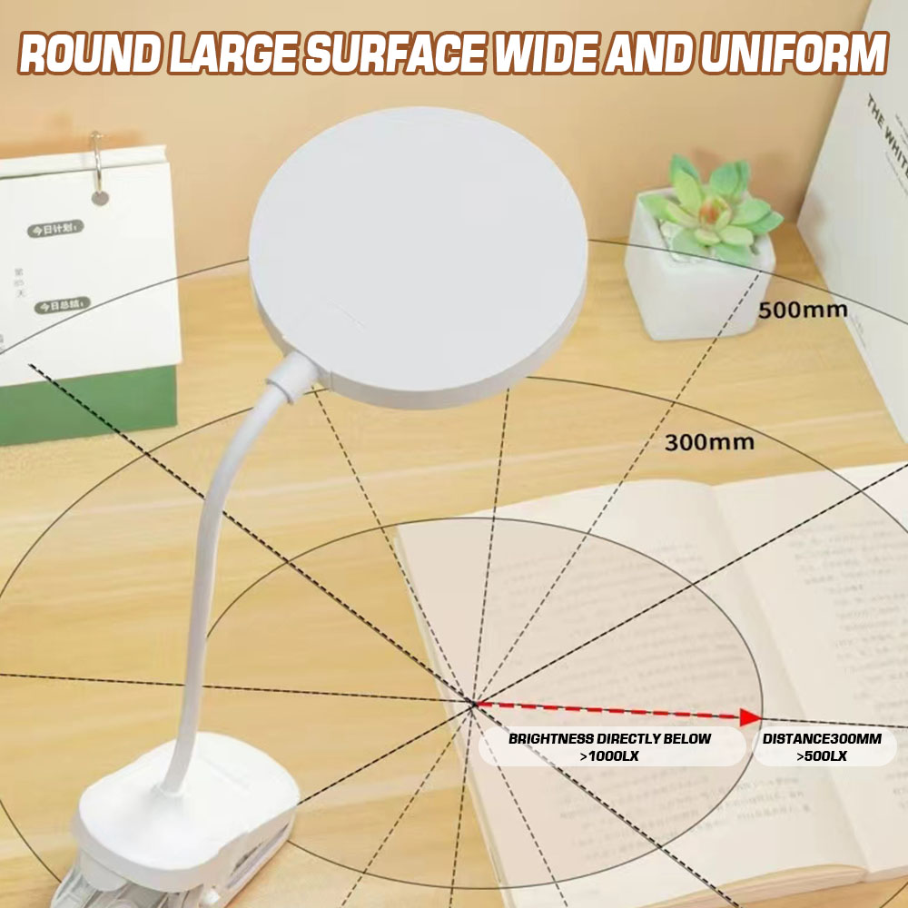 LED Rechargeable Table Lamp USB Lamp Shade For Bedroom Dim Clip Desk ...