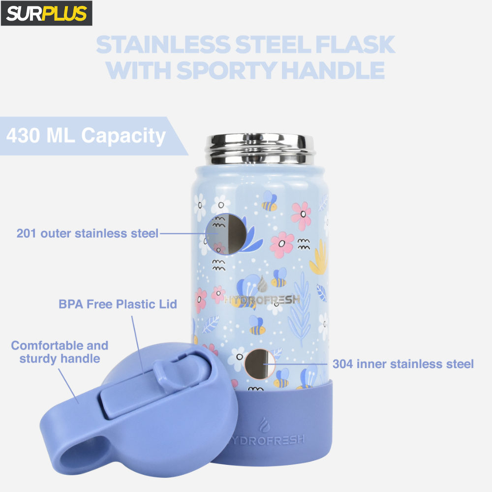 Surplus Hydrofresh Kids Printed Flask with Straw 430mL With Silicon ...