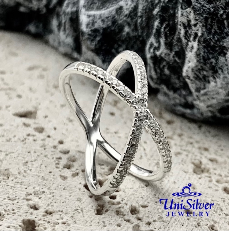 Unisilver 925 Sterling Silver Crisscross Ring (RS462-1001) | Shopee ...