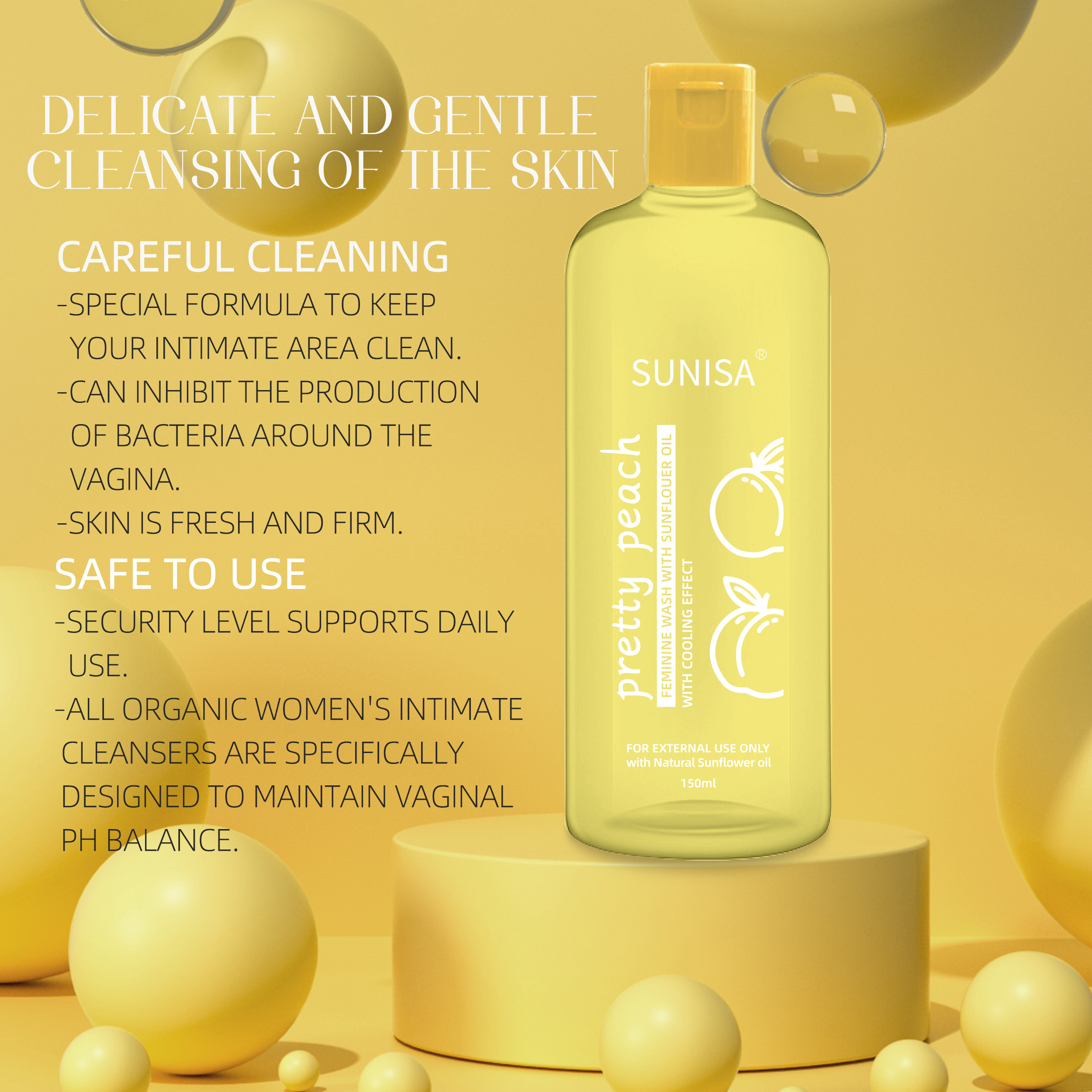 SUNISA Feminine Wash With Sunflower Oil 150ml Pretty Peach for Private Part Itching | Shopee ...