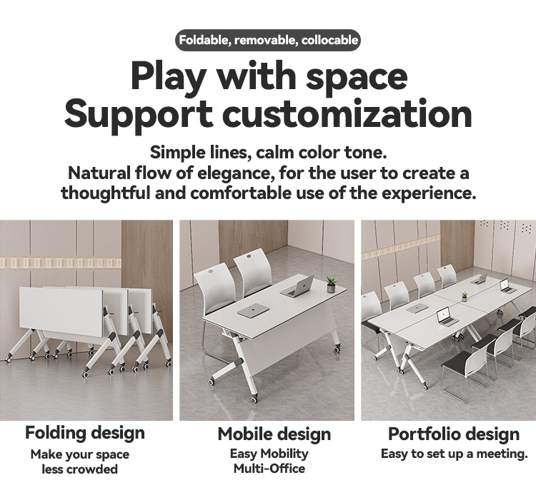 MC&HOME Folding Table Movable Study Desk 120CM with Wheels Office ...