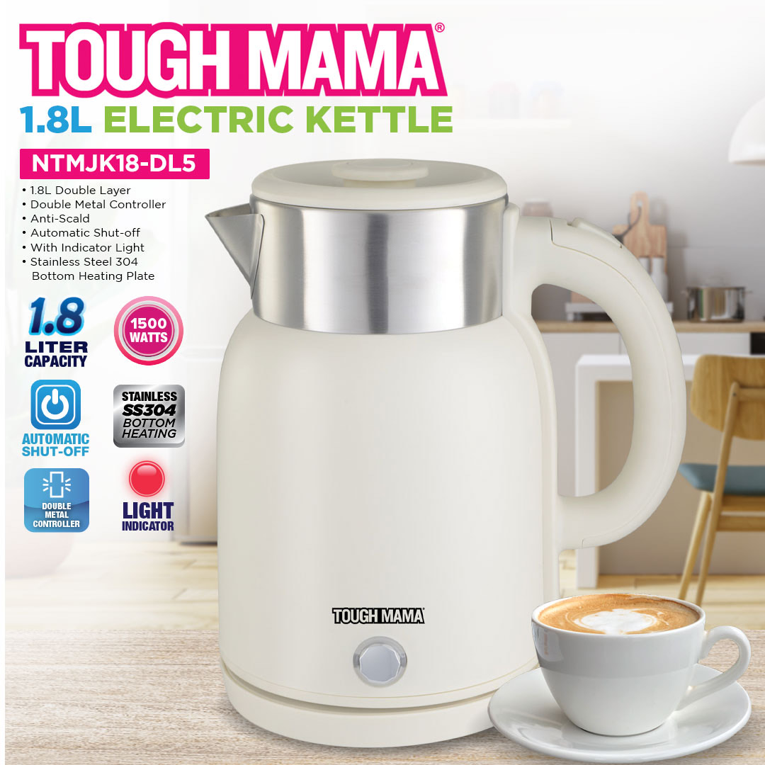Tough Mama NTMJK18-DL5 Electric Kettle 1.8L Double Layer Stainless ...