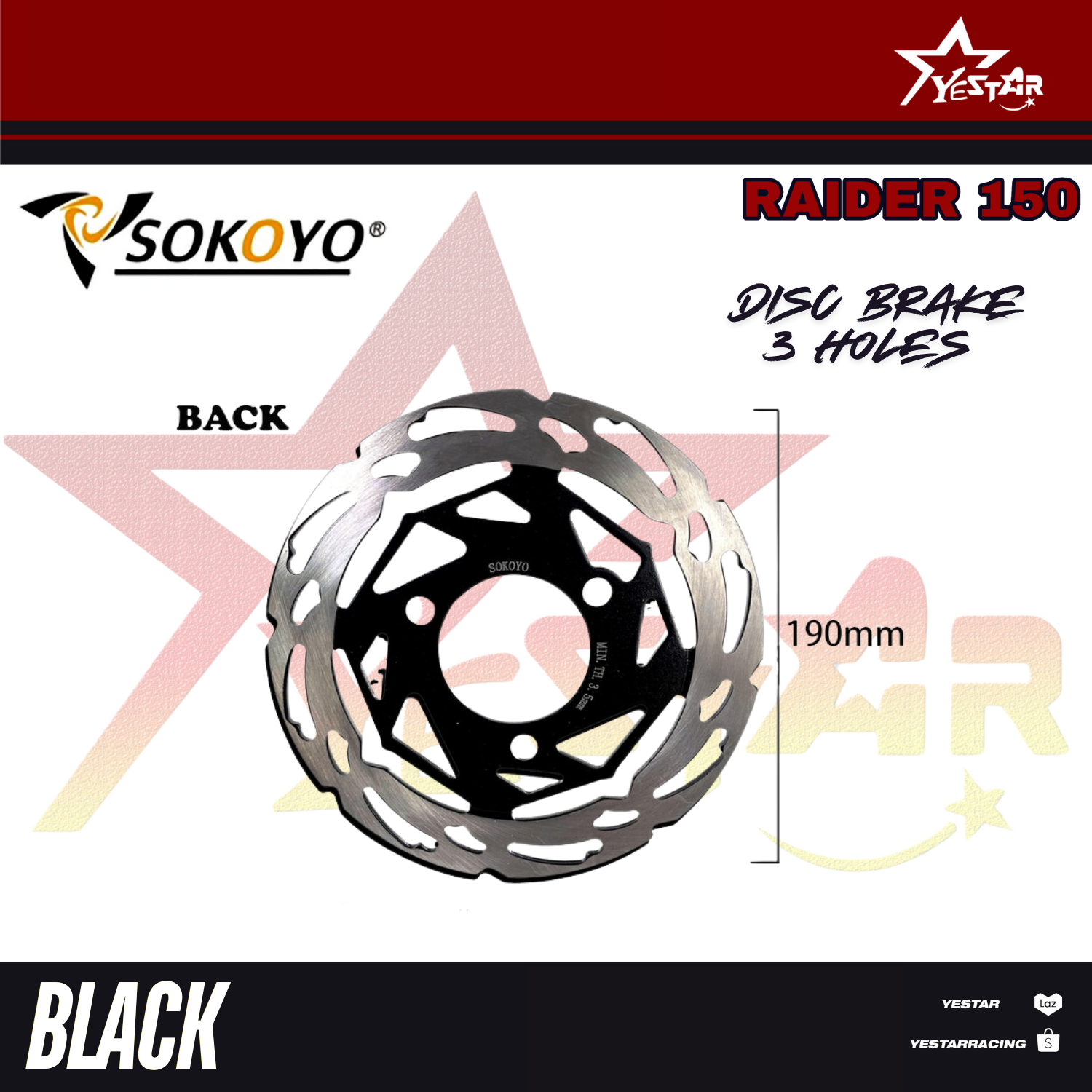 1pcs Rear Disc Brake 190mm 3 Holes Disc Pad for Raider 150 Motorcycle ...