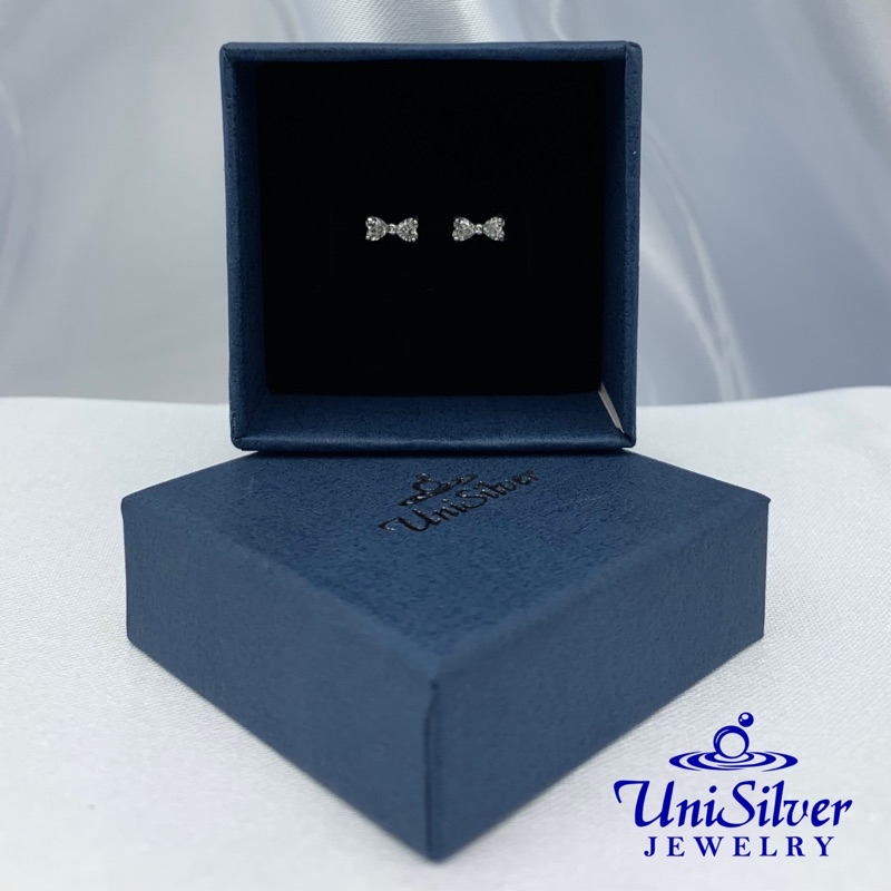 Unisilver 925 Sterling Silver Ribbon-Heart Earring Stud ( ES761-1001 ...