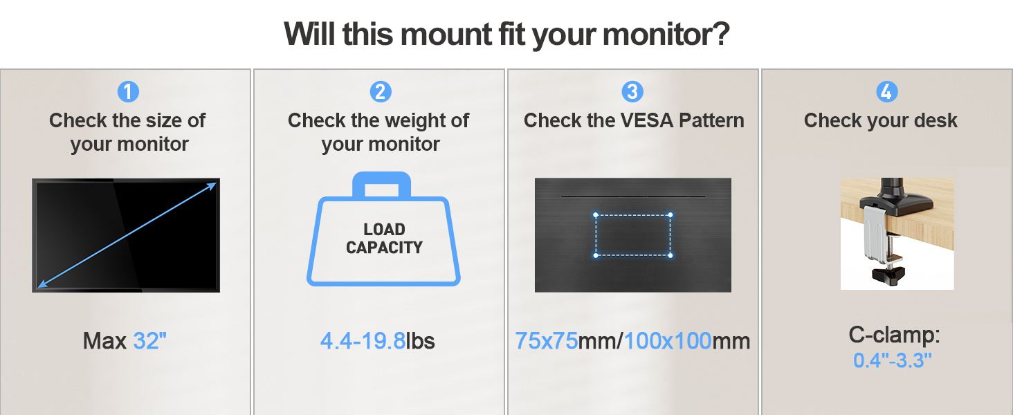 Inplay KMT-1 Single Monitor Stand Mount Arm Gas Spring Adjustable ...