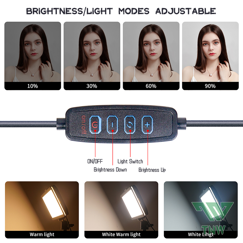 TNW 6/8inch LED Video Light Panel Fill Light With Tripod Photography ...