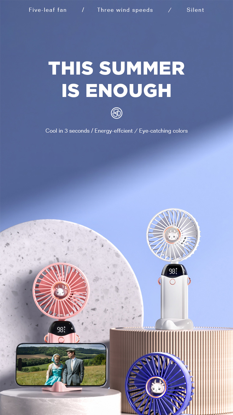 Dreepor Mini Fan Rechargeable Desk Fan 210°Adjustable Deskfan Handheld ...