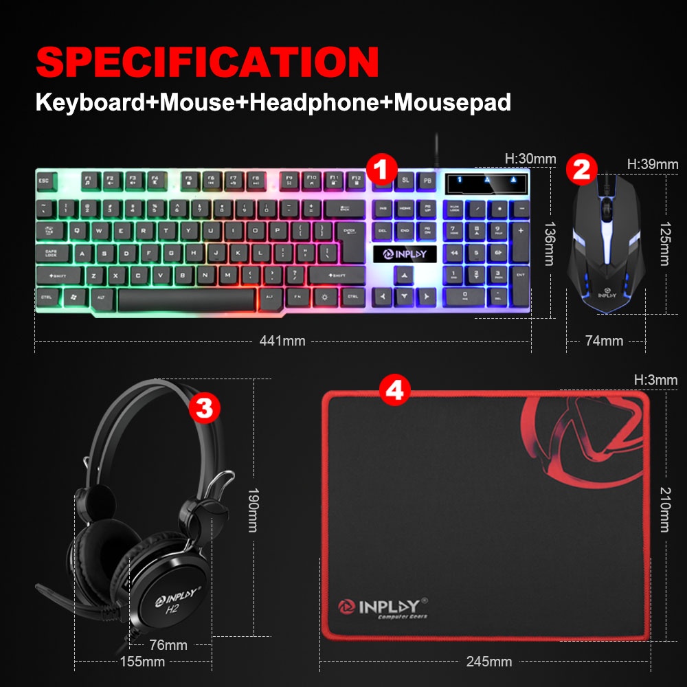 INPLAY STX240 4in1 COMBO - GAMING KEYBOARD, MOUSE, HEADSET & MOUSEPAD ...