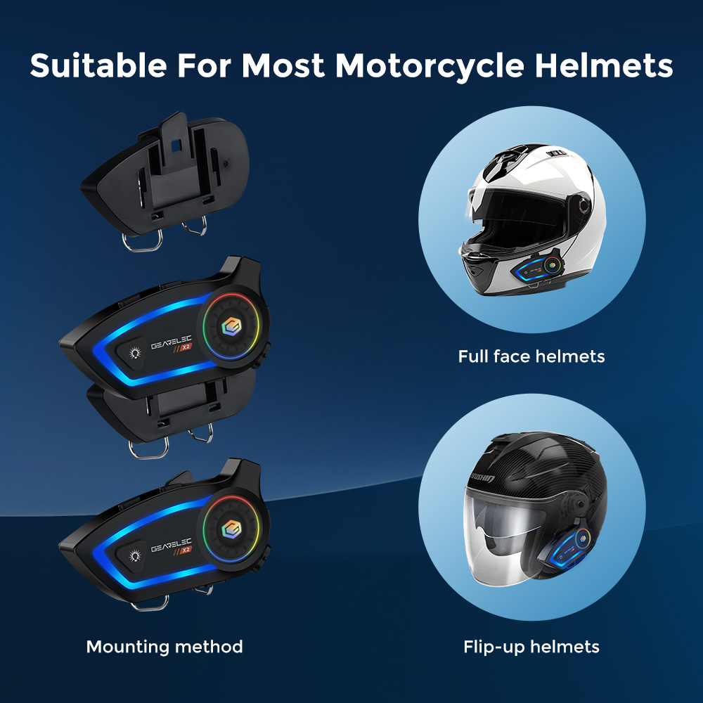 GEARELEC X2 Motorcycle Helmet Headset Auto Answer DSP/CVC Noise ...