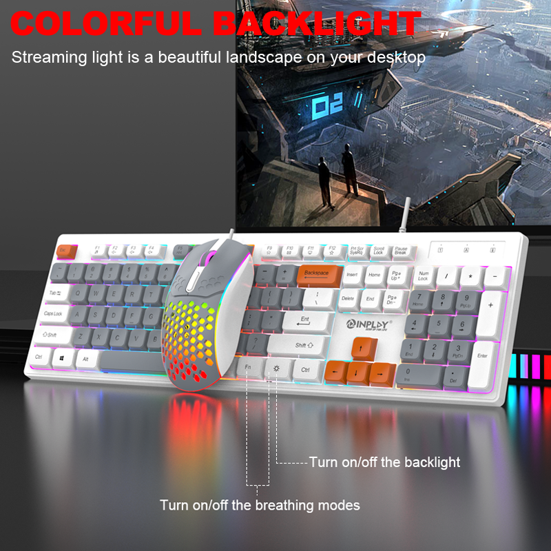 Inplay STX380 RGB Keyboard and Mouse Set With Rainbow RGB Light Combo ...
