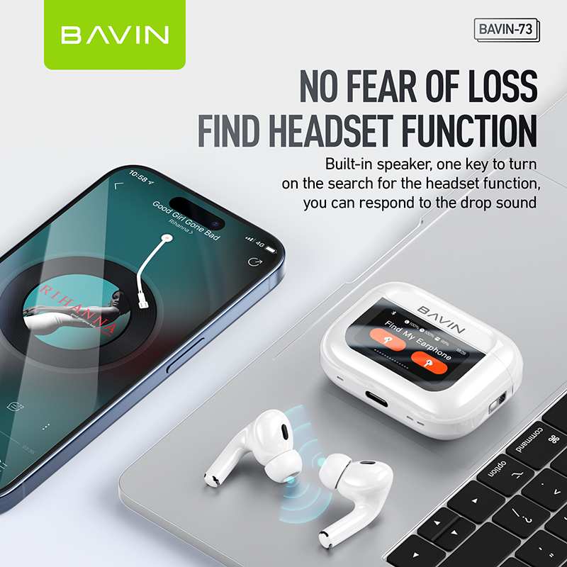 BAVIN BA73 ANC Multifunction In-Ear Wireless Earphone BT w/ Noise ...