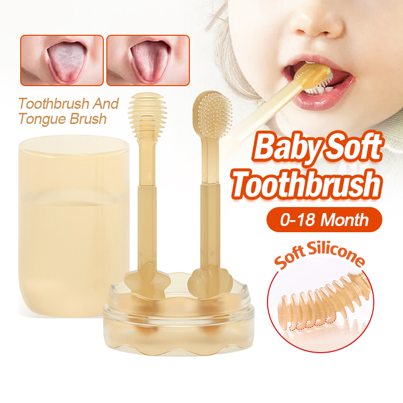 Toothbrush Kids Newborn Soft Brush Head Kit Baby infant set Silicone ...