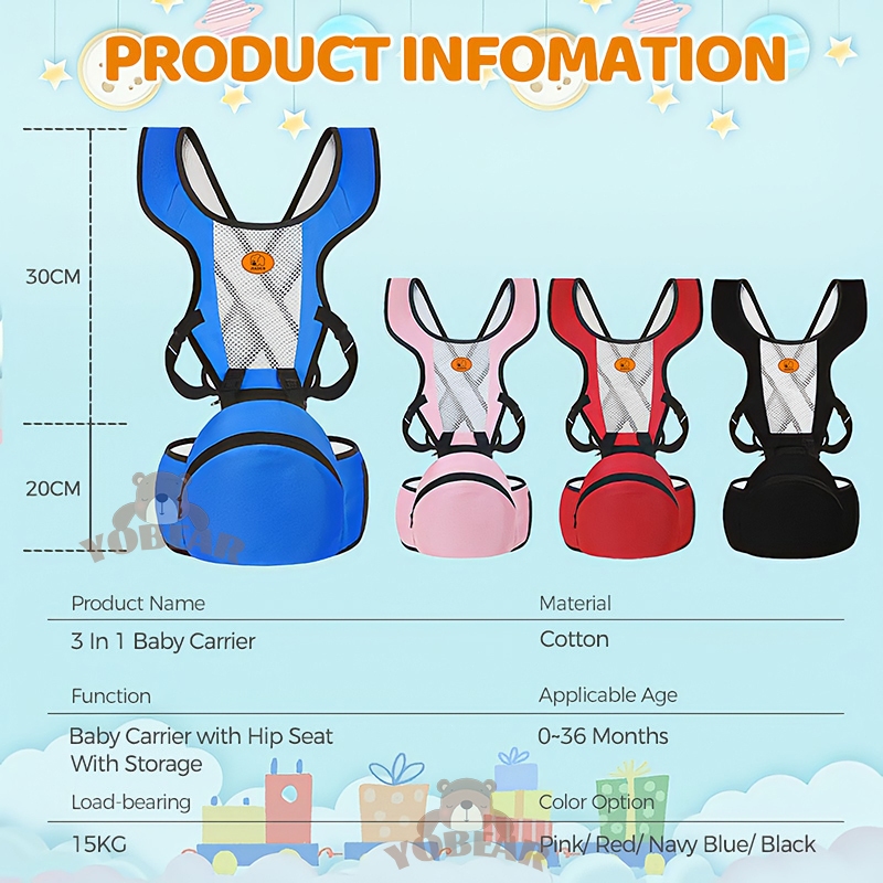 Baby Carrier With Hip Seat Comfortable Breathable Multifunctional ...