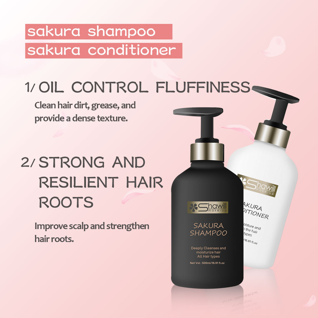 Shawill Sakura Shampoo + Conditioner Clean Scalp Moisturize Hair Care 2 ...