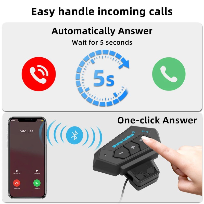 BT12 Bluetooth 5.0 Headset Bass Sound Noise Reduction Wireless ...