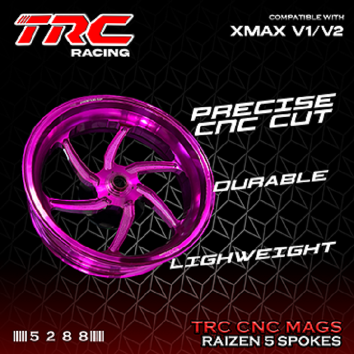 TRC CNC RAIZEN 5 SPOKES MAG WHEELS (3.5*15 F x 4.0*14 R) for XMAX 300 ...