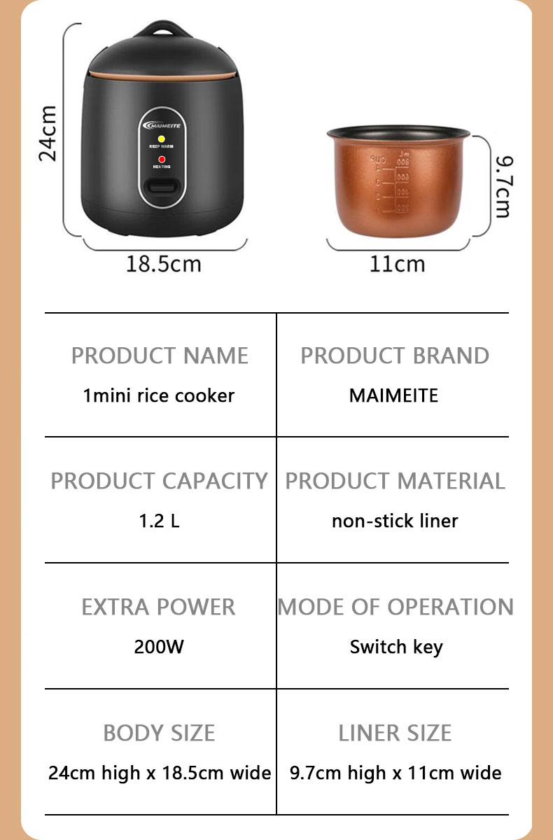 Maimeite 1.2L/2L Mini Rice Cooker With Steamer Non Stick Pot Multifunction Electric pot | Shopee ...