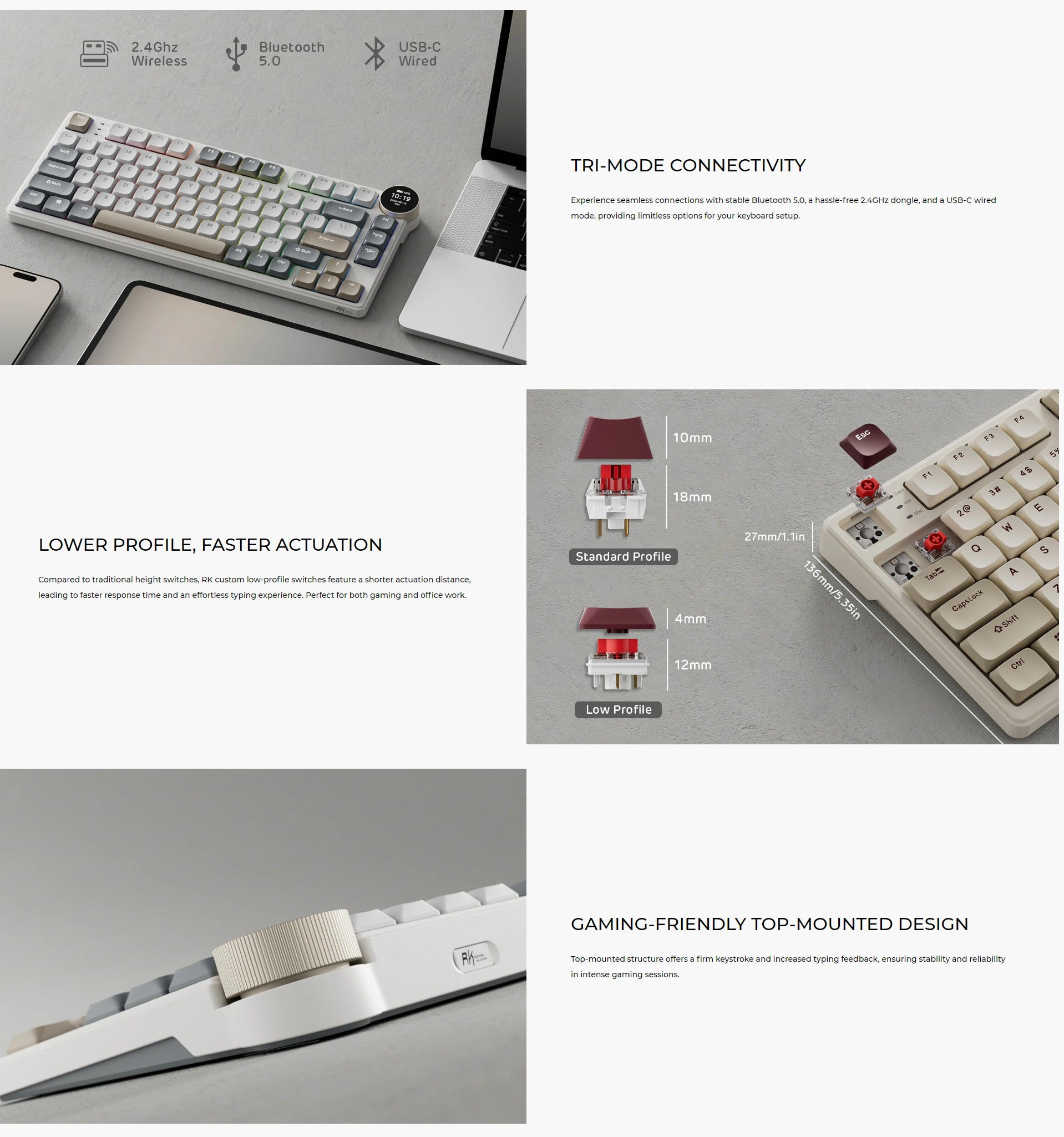 Royal Kludge RK N80 Tri-Mode RGB 80 Keys Hot Swappable Mechanical ...