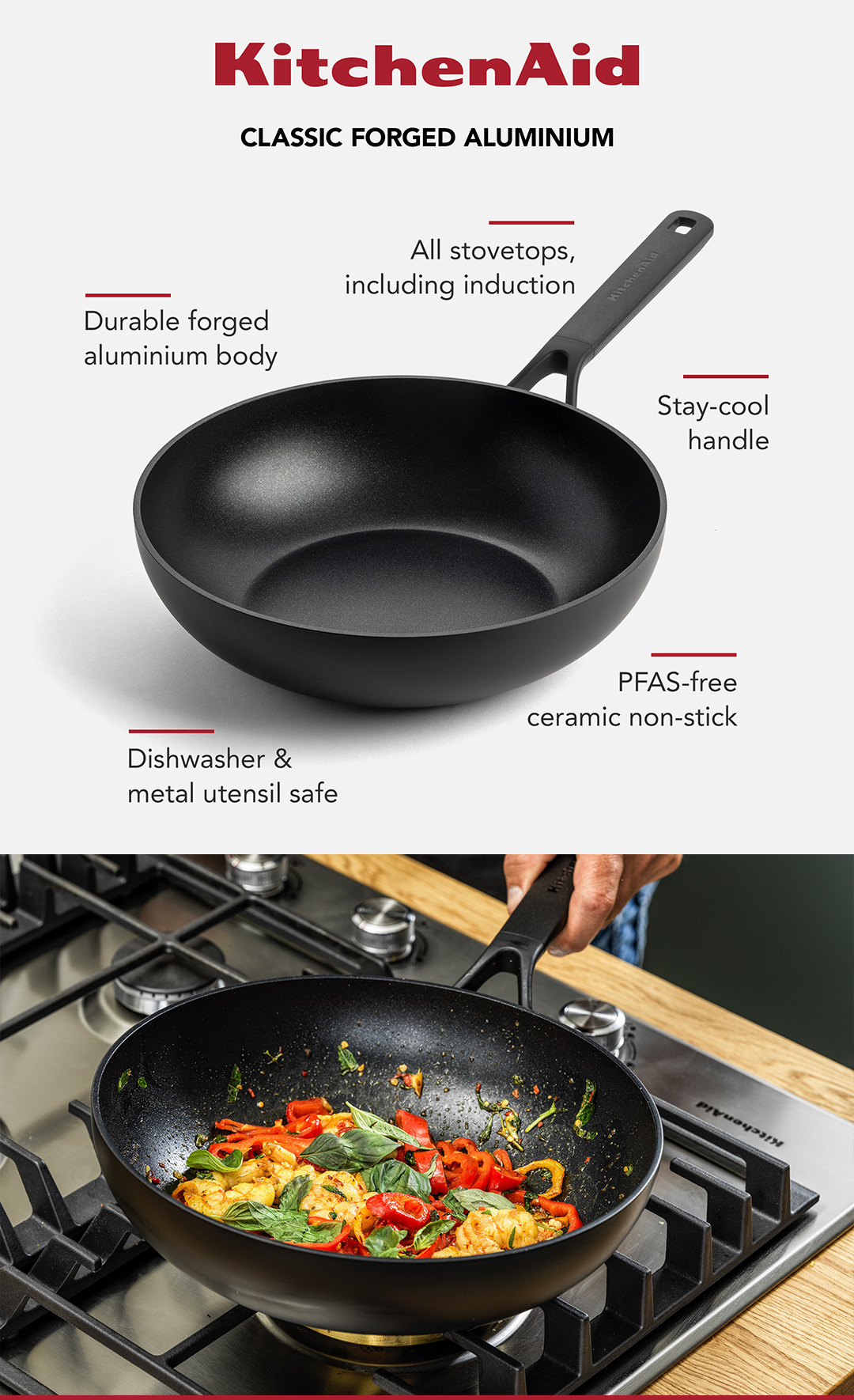 KitchenAid Classic Forged Aluminum Covered Wok 28cm | Shopee Philippines