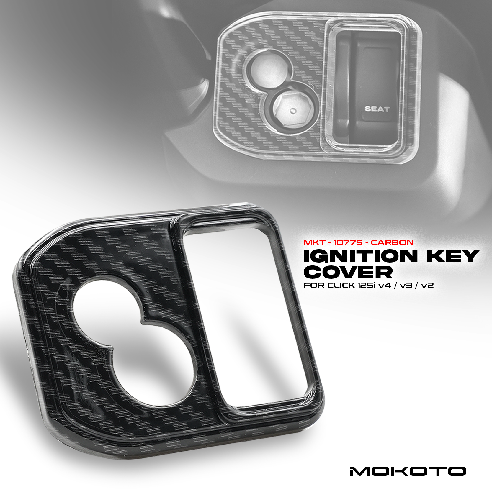 MOKOTO HONDA CLICK 125i V2/V3/V4 IGNITION KEY COVER GLOSSY-CARBON ...
