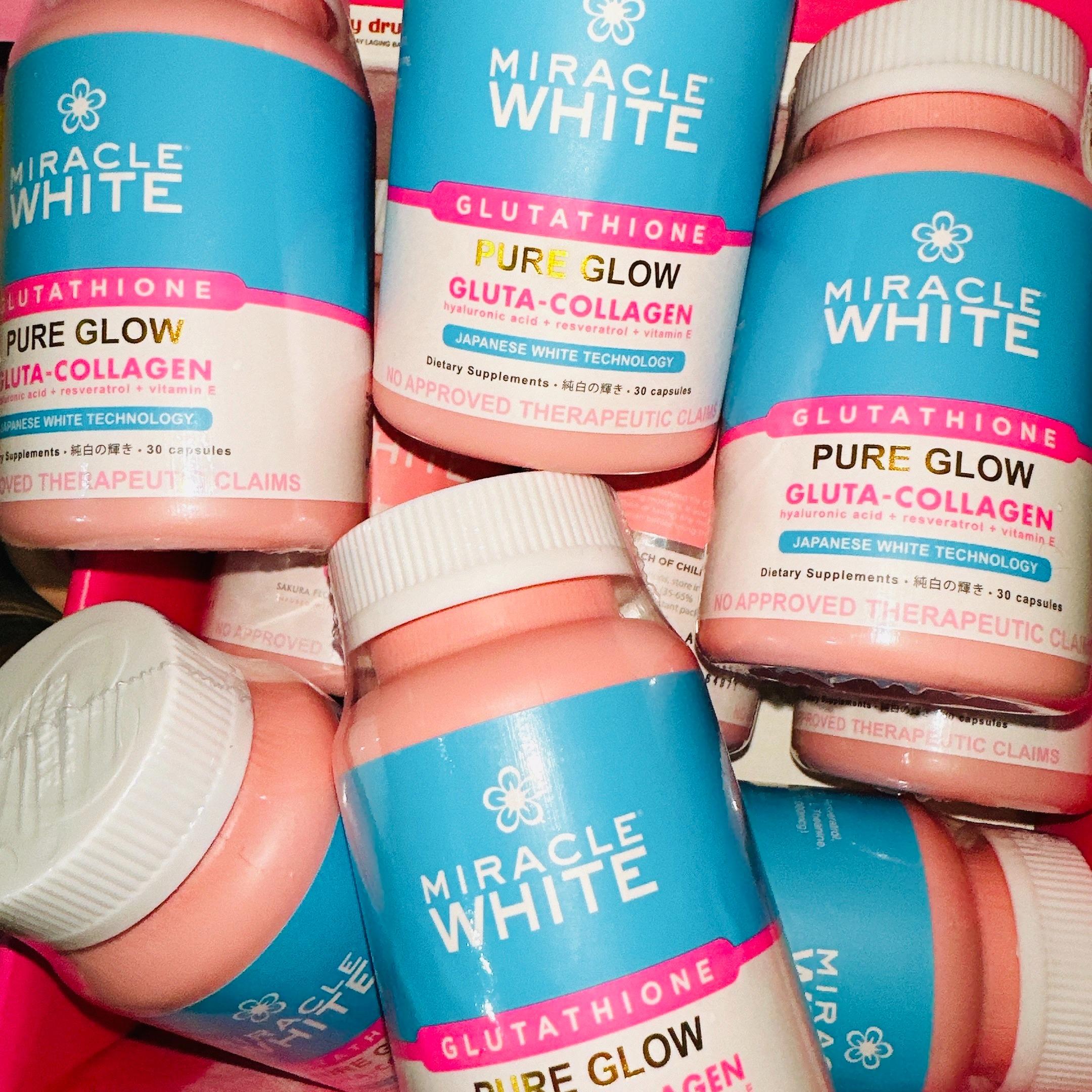 MIRACLE WHITE Pure Glow GLUTA-COLLAGEN Whitening+Anti-Aging Supplements ...