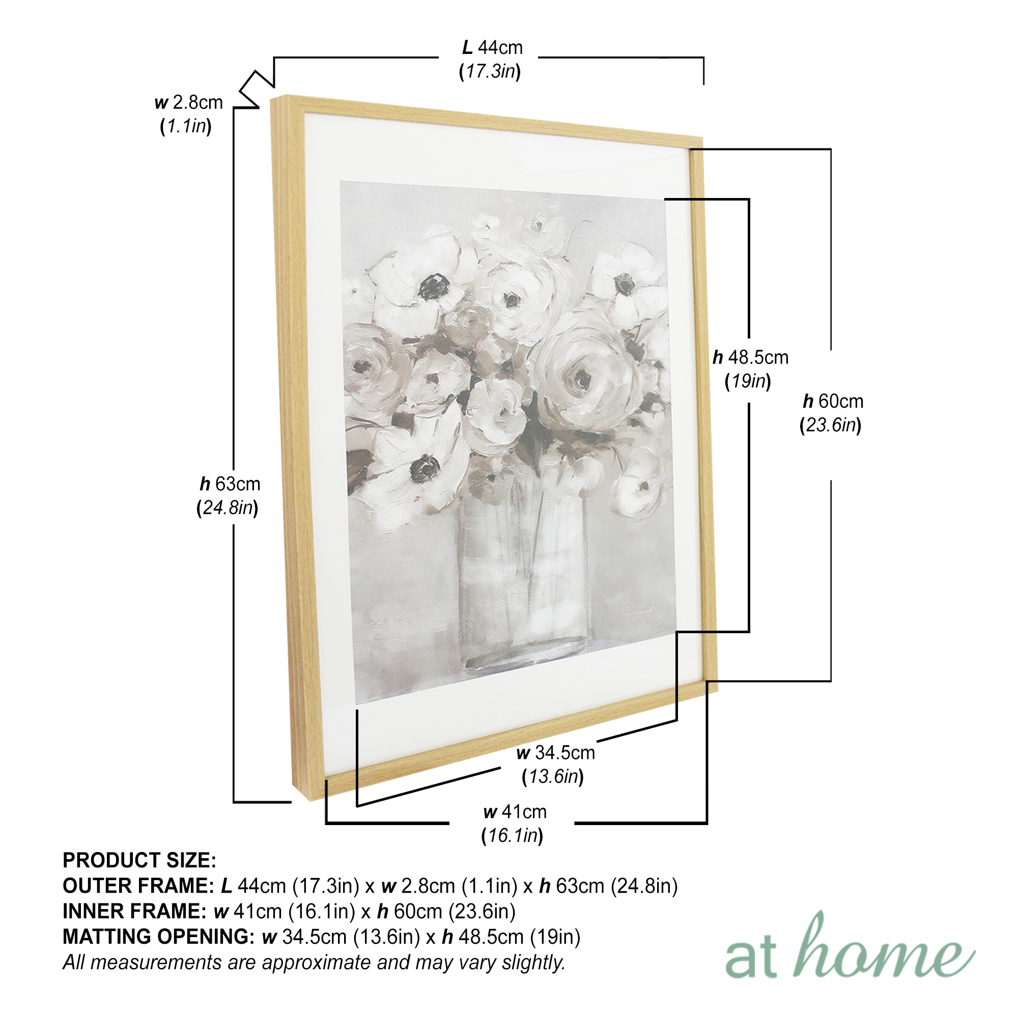 At Home 1pc Valerie Wall Frame – Ready to Hang Wall Art for Nordic Home ...