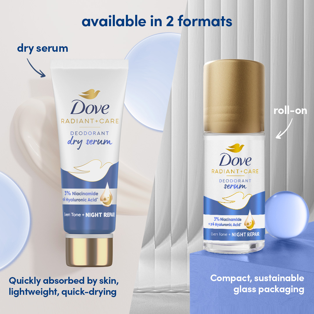 Dove Radiant + Care Deodorant Serum Roll On 3% Niacinamide x4 ...