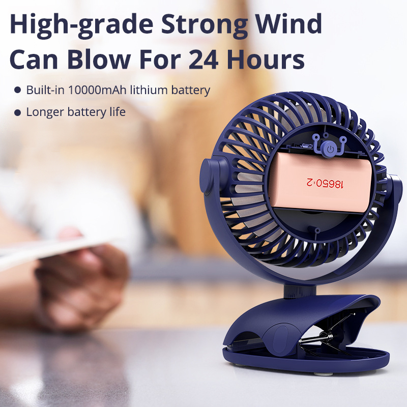 Clip Fan 10000mAh Mini Electric Fan Rechargeable 720° Adjustable ...