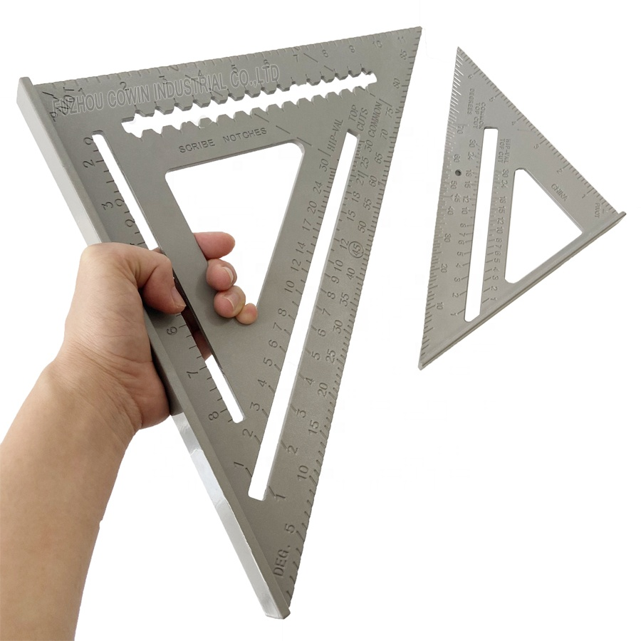 7 Inch & 12inch Aluminium Alloy Right Angle Triangle Carpentry Ruler ...