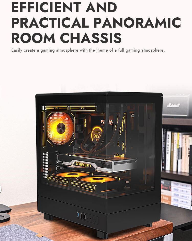 darkFlash Computer PC Case DB330M M-ATX A-Pillarless 270 Panoramic Room ...