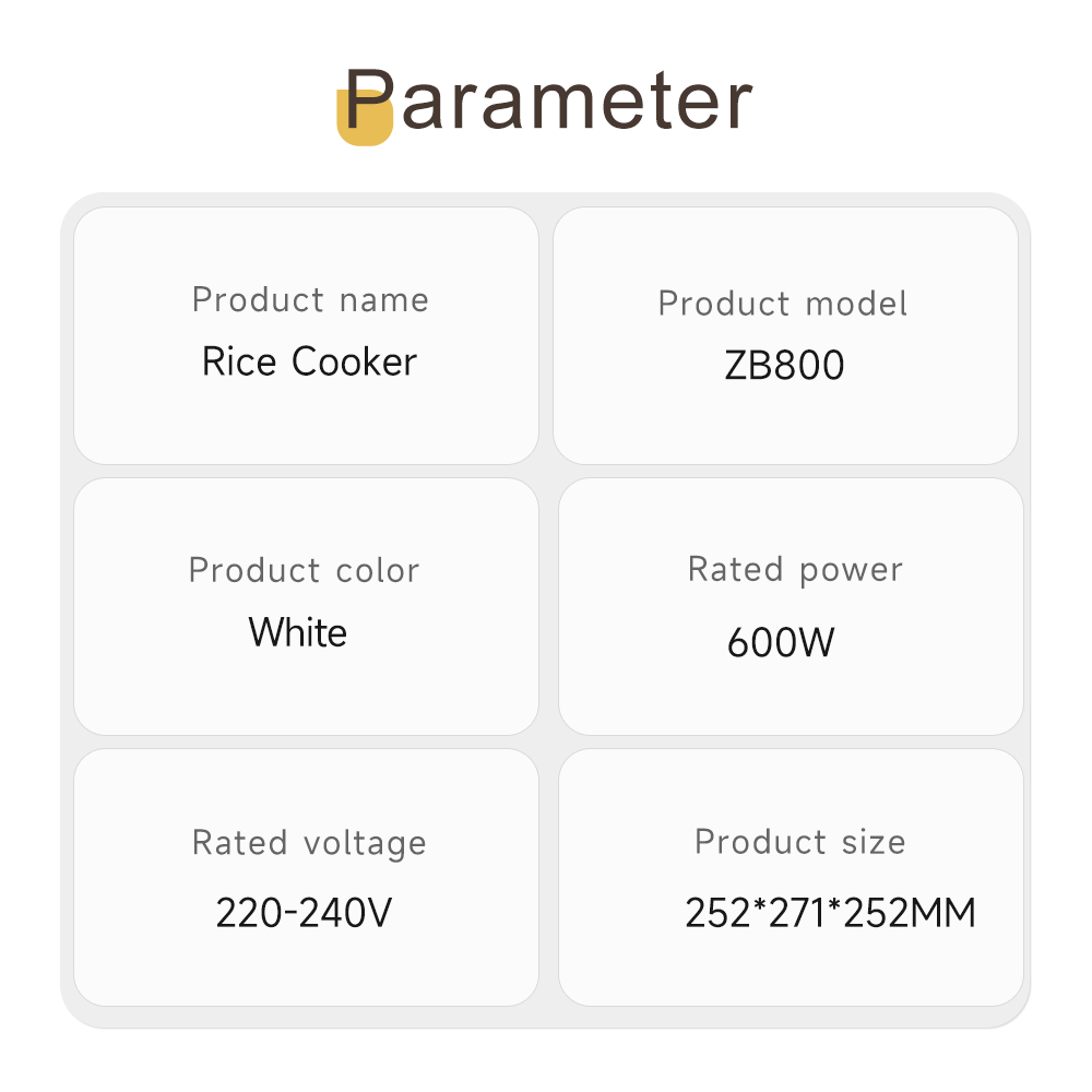 ZOLELE ZB800 Visual Low Sugar Rice Cooker 8 Customized Functions LCD Display 24hrs Preset Timer ...