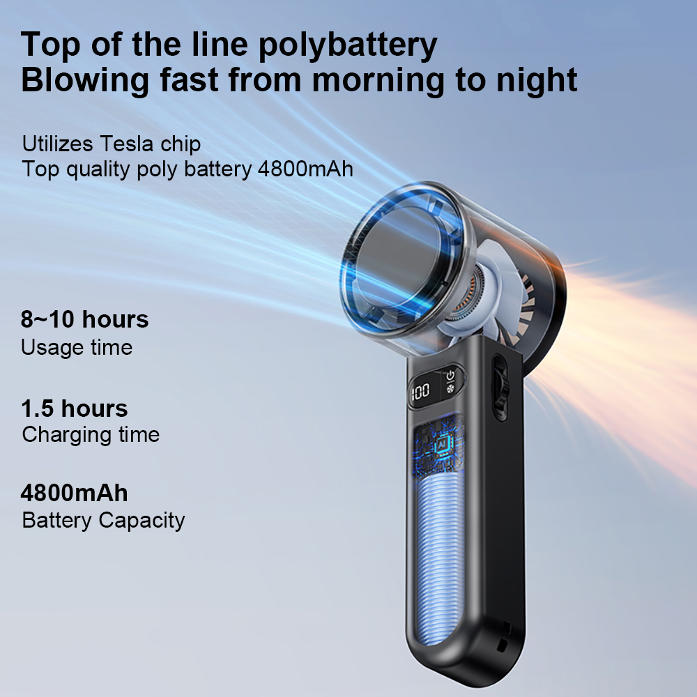 Jiditech Mini Fan Portable 4800mah Recchargeable Handheld Fan Wind ...