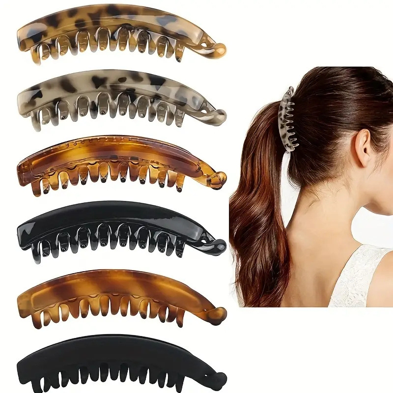 Women Non-Slip Ponytail Barrettes Hairpins Fashion Large Banana Hair ...