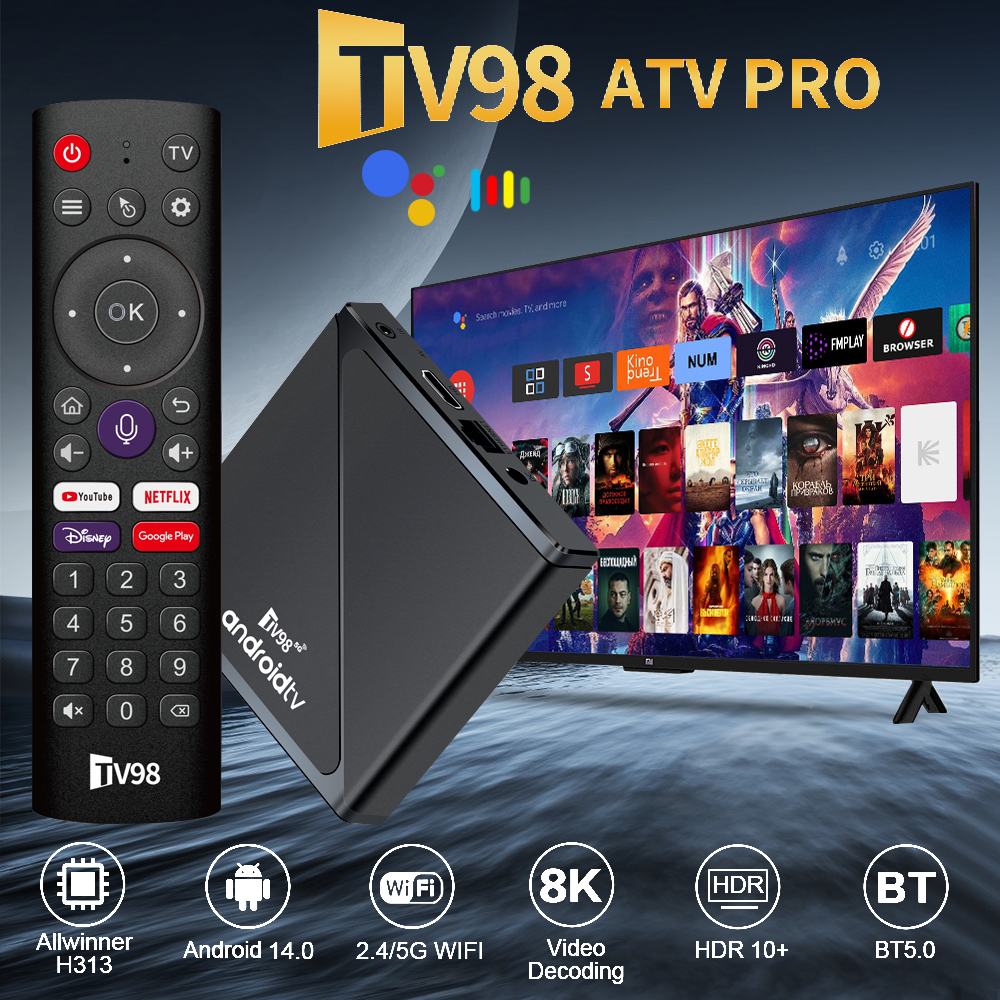 8K HD TV98 ATV PRO 8+128GB Smart TV Box 5G WiFi Android with multiple ...