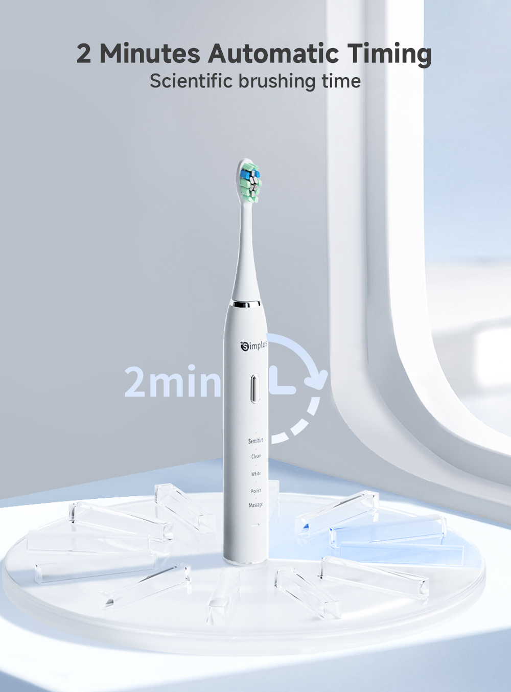 Simplus Electric Toothbrush ,3D Dupont Toothbrush Head With 5-Speed ...