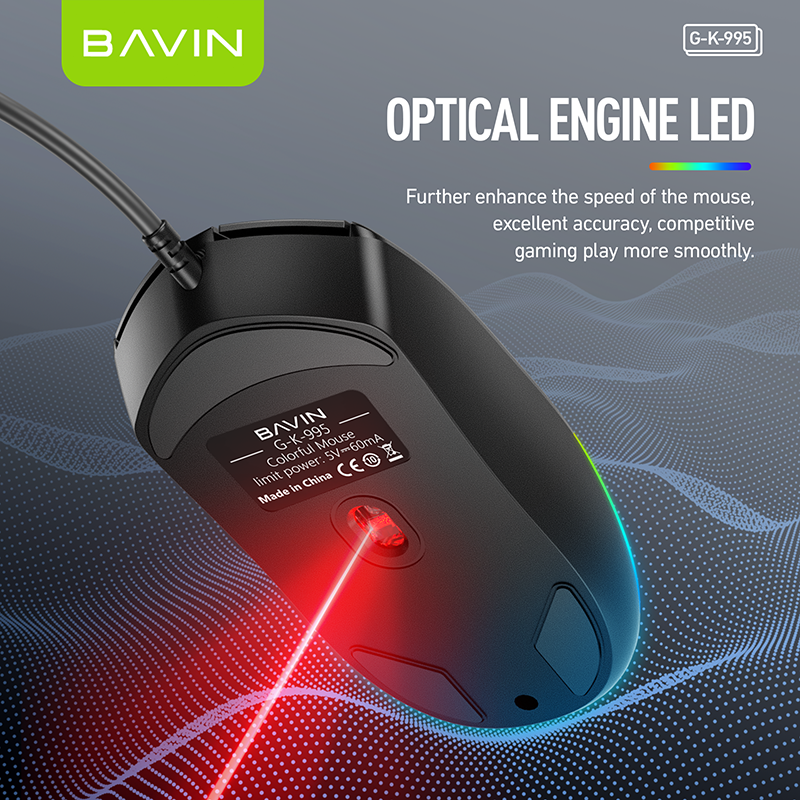 BAVIN K995 Ergonomic Wired Gaming Mouse w/ RGB Multifunction Keys ...