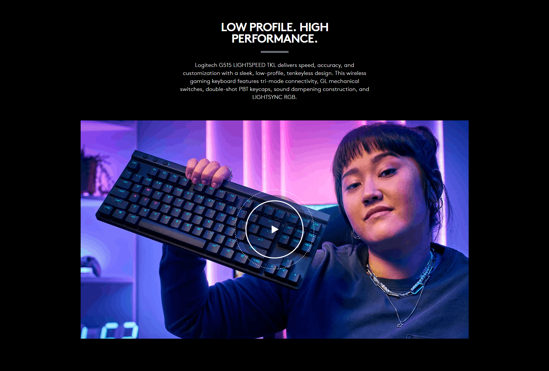 Logitech G515 TKL Lightspeed Low Profile Tri-Mode Bluetooth Wireless ...