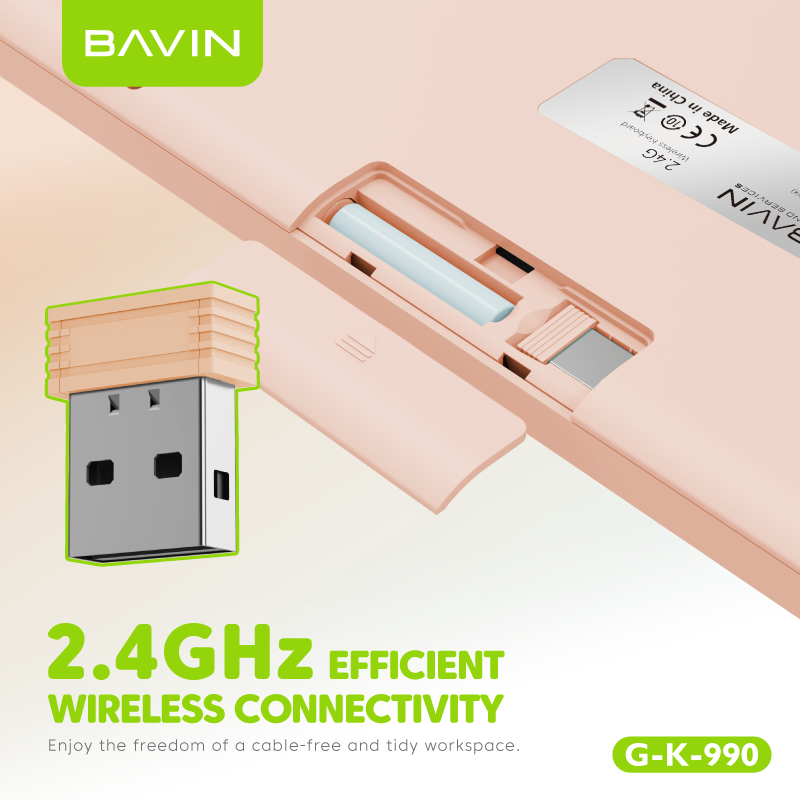 BAVIN K990 2.4G Cute Stylish Wireless Keyboard and mouse Compatible for ...