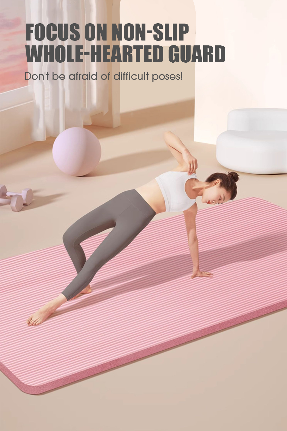 Yoga Mat Exercise TPE Non Slip Soft Comfortable Fitness Workout Thicken ...