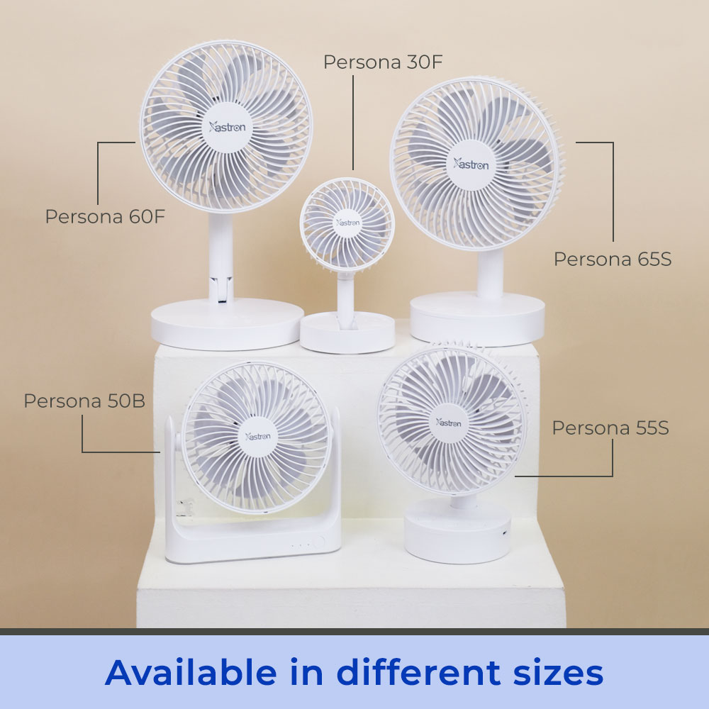 Astron PERSONA65S Portable Rechargeable Fan | 6.5" Fan Blade Swing ...