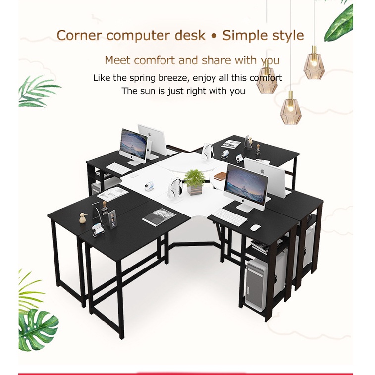 MC&HOME L-shape Table Computer Desk 140CM Corner Working Table Learning ...