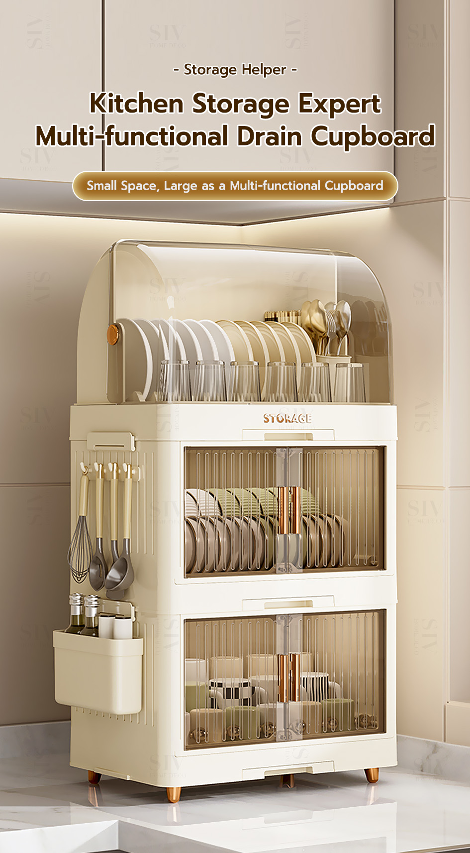 SIV Plastic Dish Cabinet Foldable Dish Drainer Drying Rack Aesthetic ...