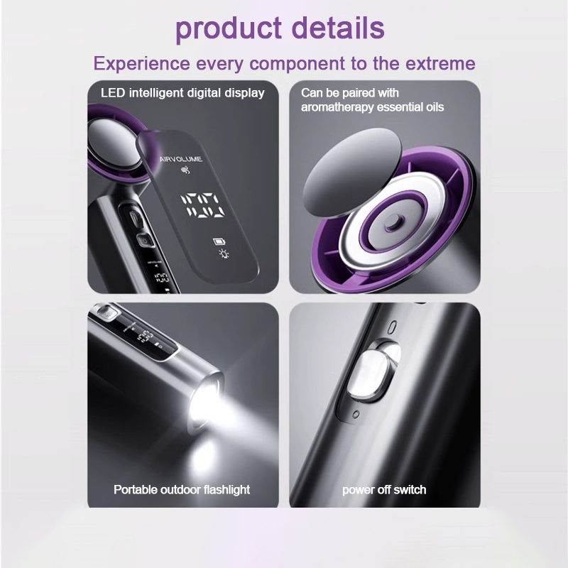 N100 Turbo Fan Aromatheraphy Rechargeable Fan 1-100 Speed Gears High ...